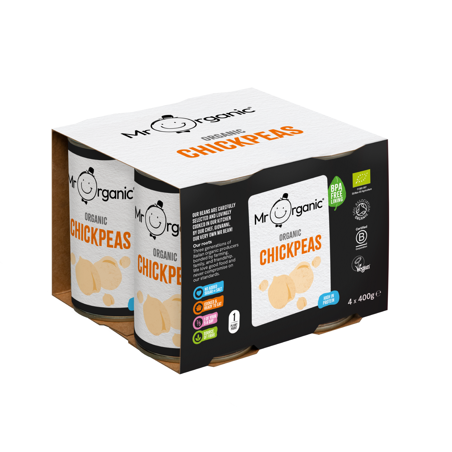Organic Chickpeas - 4 Pack Tinned Chickpeas | Mr Organic